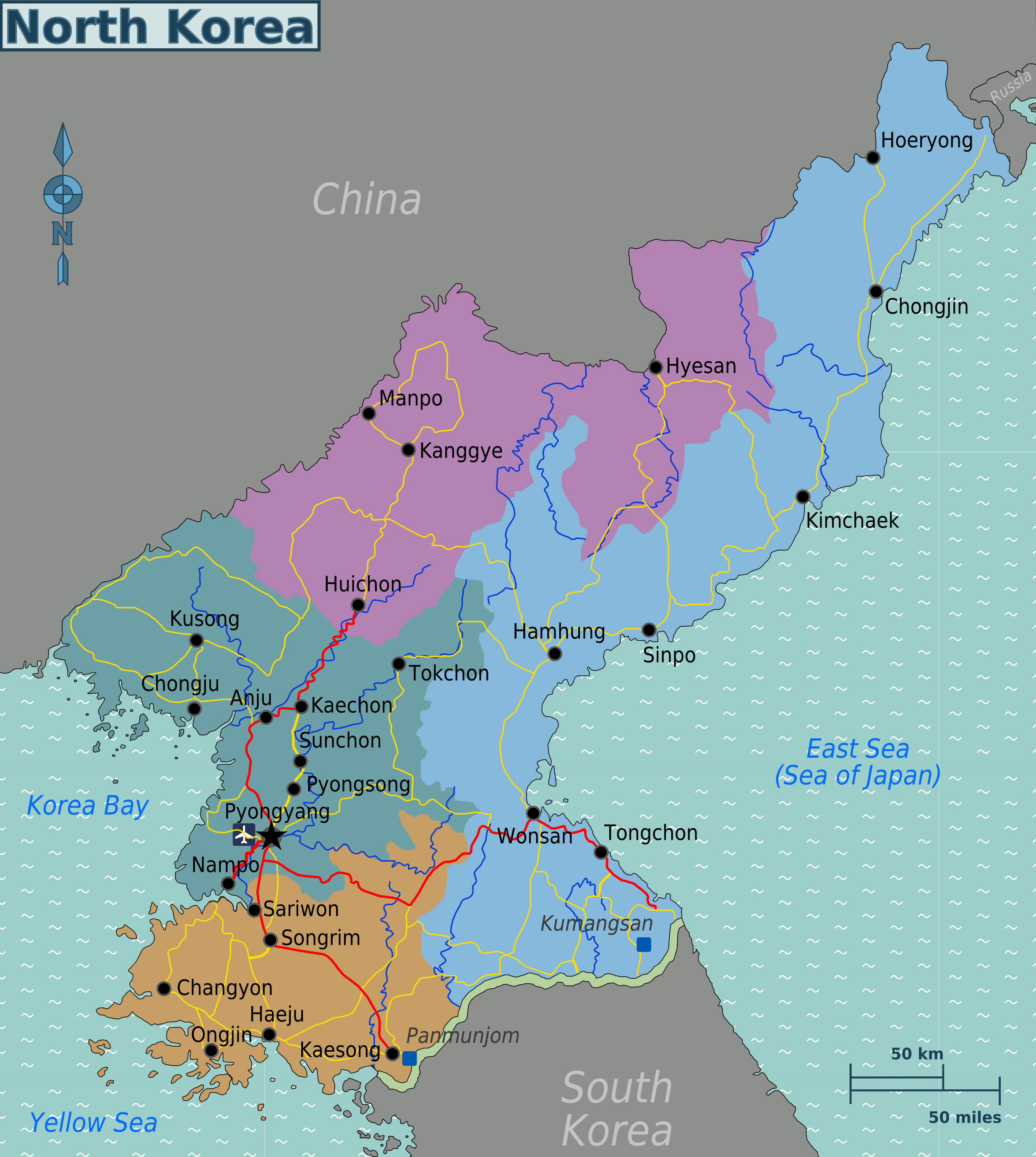 Grande mapa de regiones de Corea del Norte | Corea del Norte | Asia ... Grande mapa de regiones de Corea del Norte | Corea del Norte | Asia ...