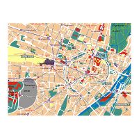 Mapa detallado de la parte central de la ciudad de Múnich con nombres ...