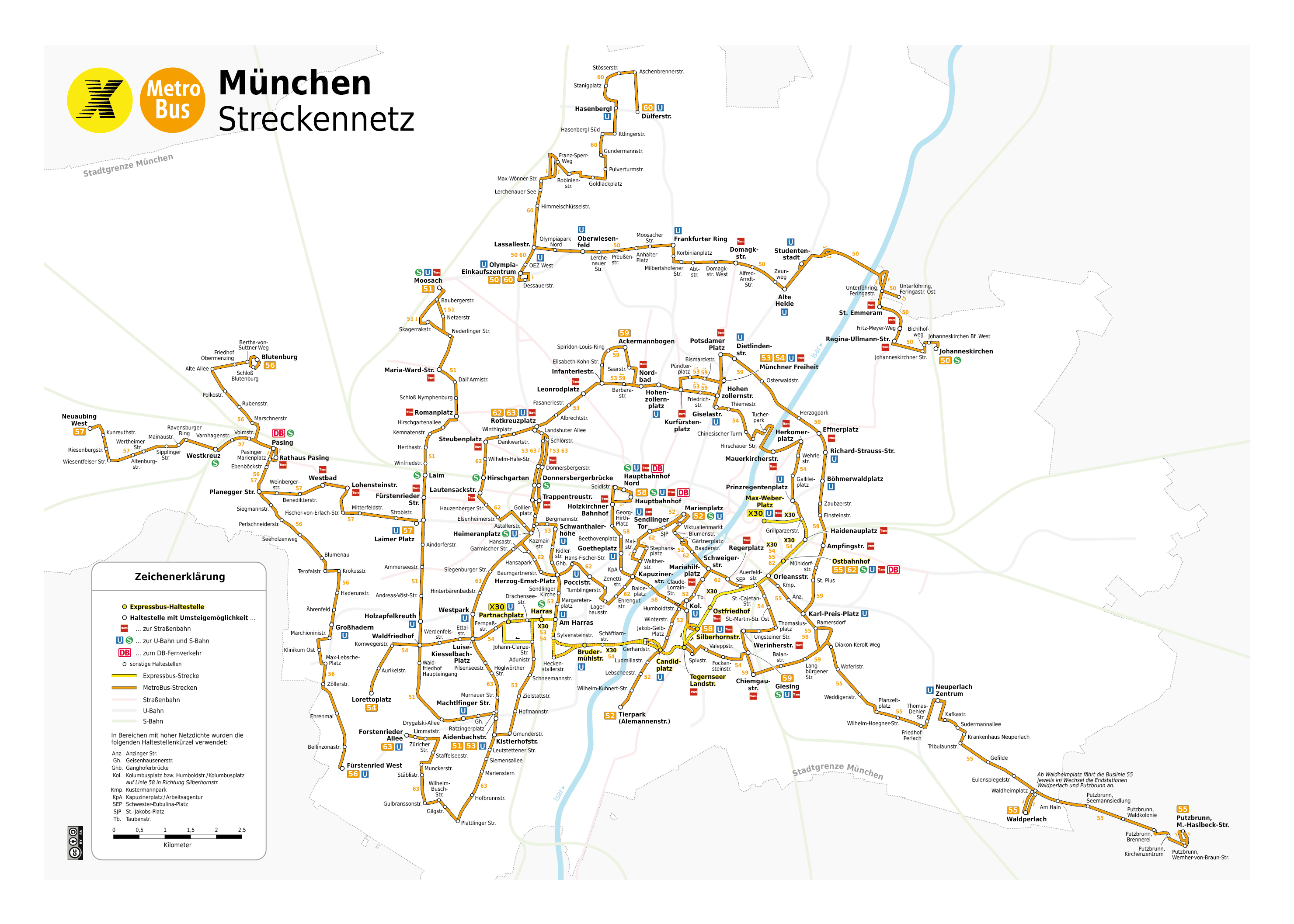 Mapa grande transporte público detallado de la ciudad de Múnich ...