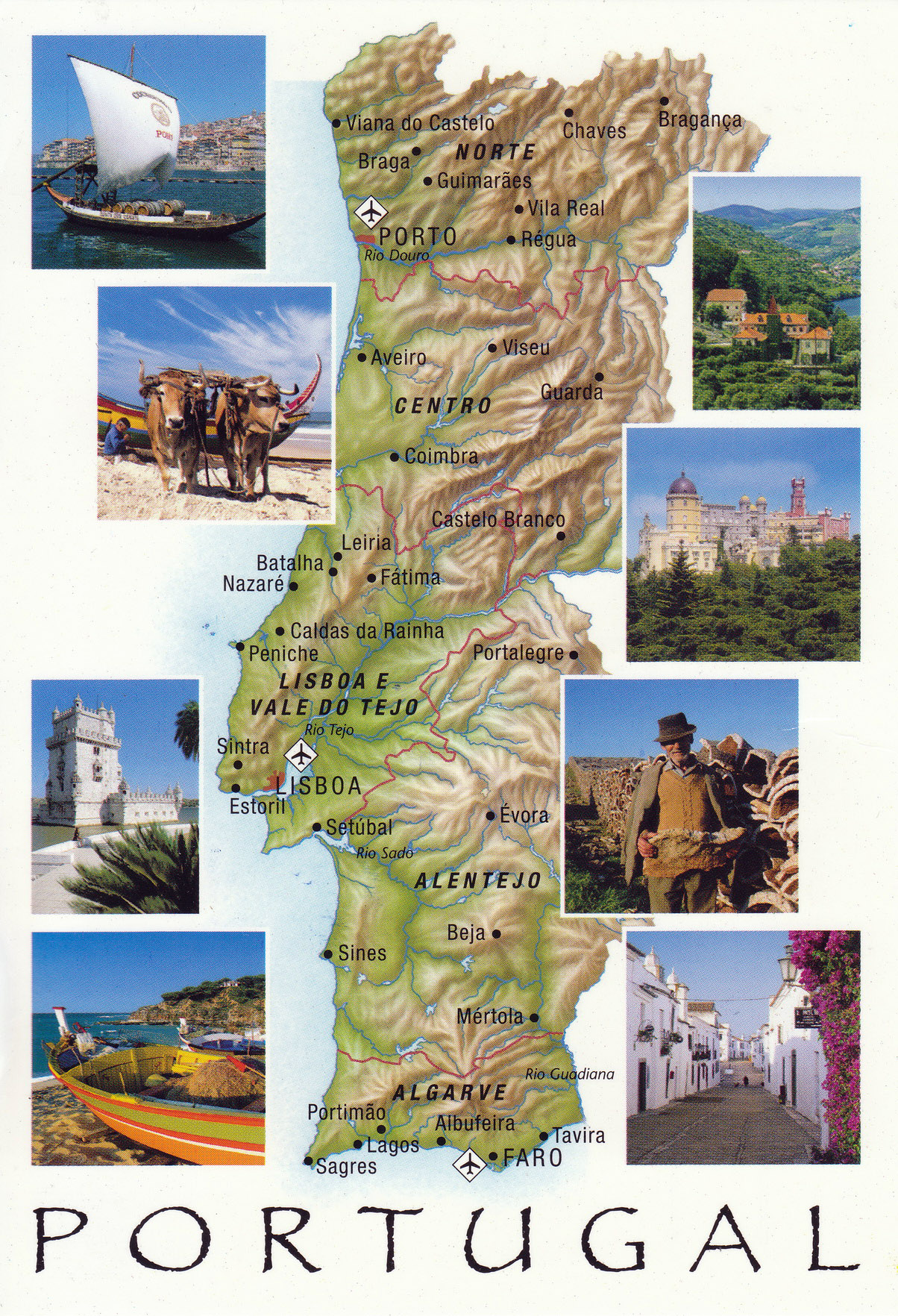 Grande Mapa Tur stico De Portugal Con Alivio Ciudades Y Aeropuertos Grande Mapa Tur stico De Portugal Con Alivio Ciudades Y Aeropuertos